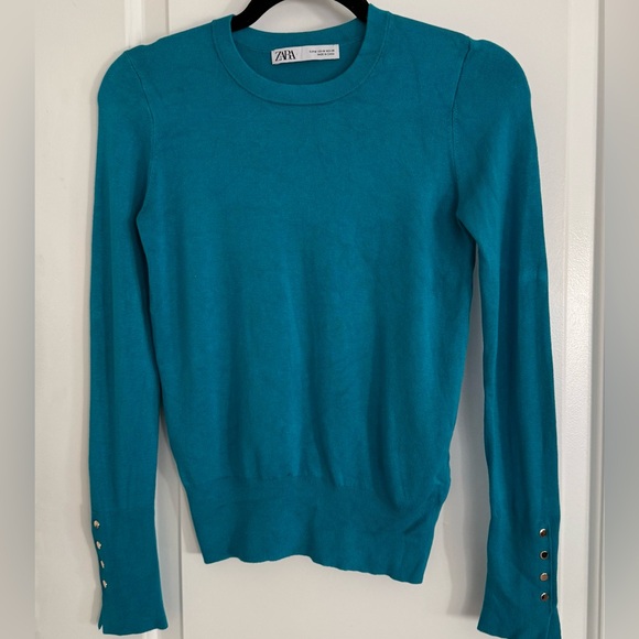 Zara | Sweaters | Zara Turquoise Long Sleeve Sweater | Poshmark